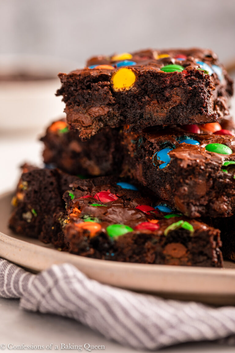 The BEST M&M Brownies Recipe - Confessions of a Baking Queen