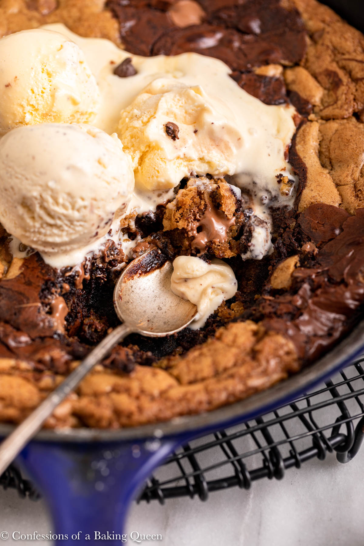 Skillet Brookie With Step by Step Photos - Confessions of a Baking Queen